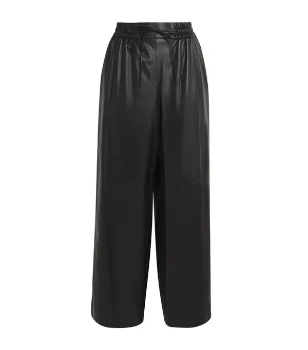 YVES SALOMON Lambskin Wide-leg Trousers - Black