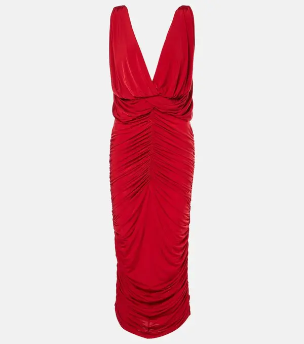 Magda Butrym Draped Ruched Midi Dress - Red