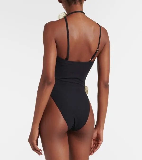 SAME Floral Appliqué Swimsuit - Black