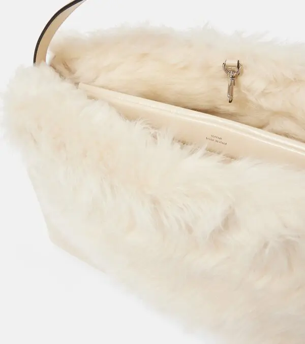 TOTEME T-lock Large Shearling-trimmed Shoulder Bag