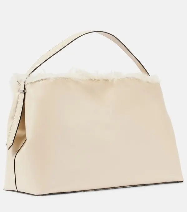 TOTEME T-lock Large Shearling-trimmed Shoulder Bag