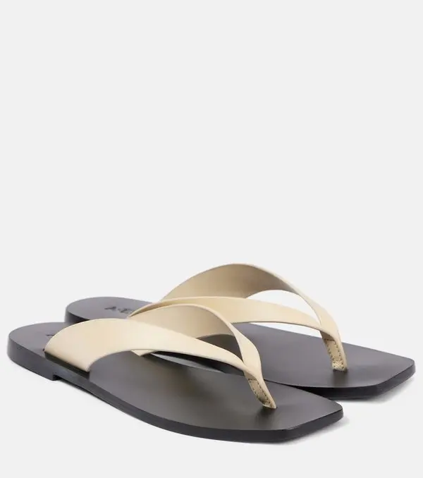 A.emery Kinto Leather Thong Sandals - Beige