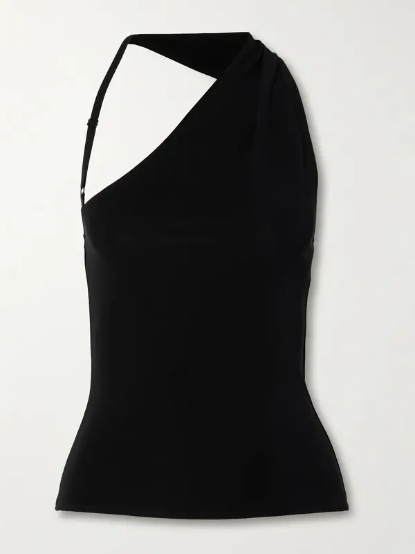 COURREGES Asymmetric Cutout Stretch-crepe Tank - Black