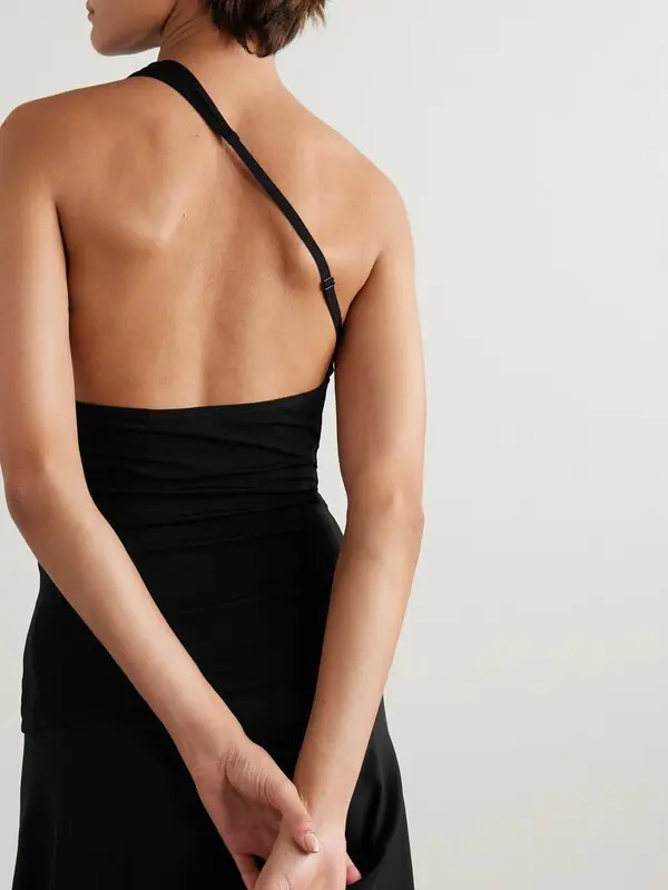 COURREGES Asymmetric Cutout Stretch-crepe Tank - Black