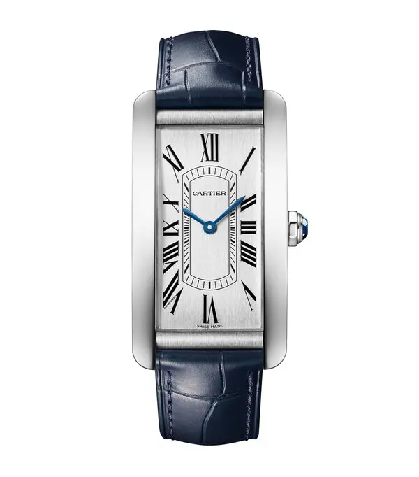 Cartier Stainless Steel Tank Américaine Watch With Sapphire-tipped Crown - Silver