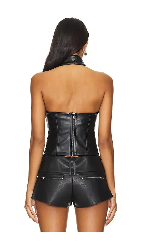 NIIHAI The Mila Faux Leather Top - Black