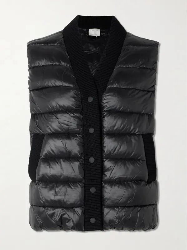 Varley Colwyn Combo Quilted Shell Vest With Ribbed-knit Trims - Black