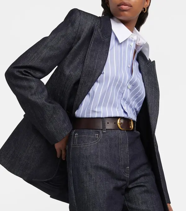 NILI LOTAN Leather Belt - Brown