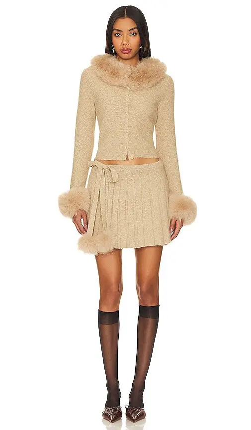 LOBA Nili Pleated Wrap Skirt - Tan