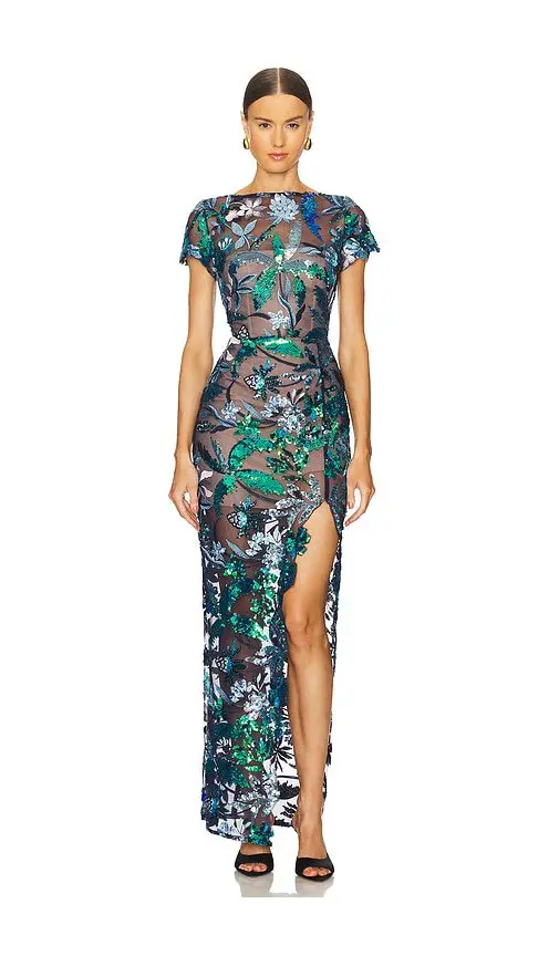 BRONX BANCO Zinna Embroidered Gown - Black
