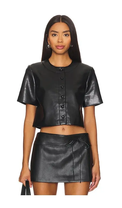 Amanda Uprichard Braswell Cropped Button-up Top - Black
