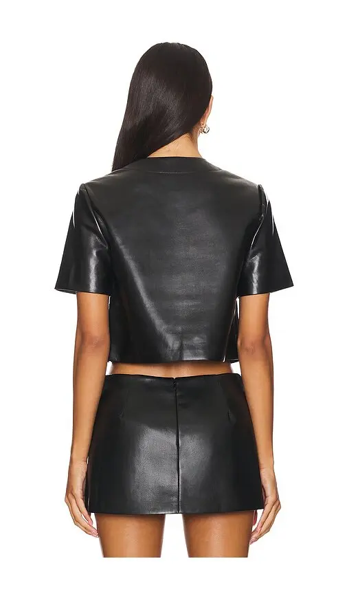 Amanda Uprichard Braswell Faux Leather Top - Black