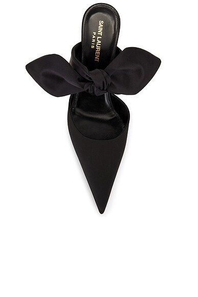 Saint Laurent Killer Mule" In Black Satin With Knot Detail