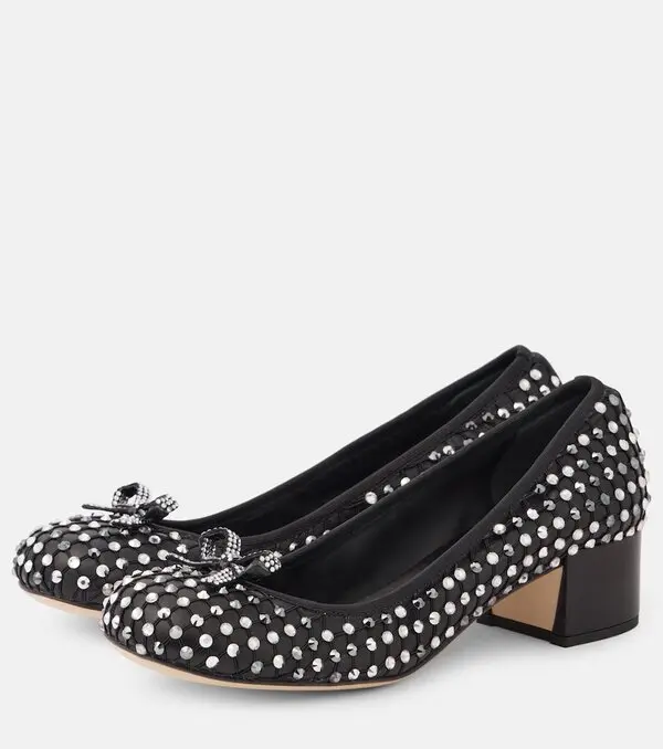 Rene Caovilla Crystal-embellished Leather Pumps