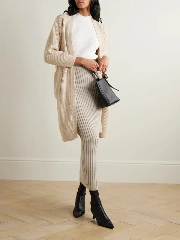 Max Mara Ribbed Wool-blend Maxi Skirt