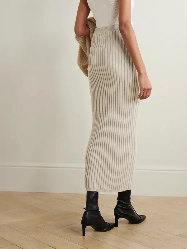 Max Mara Ribbed Wool-blend Maxi Skirt
