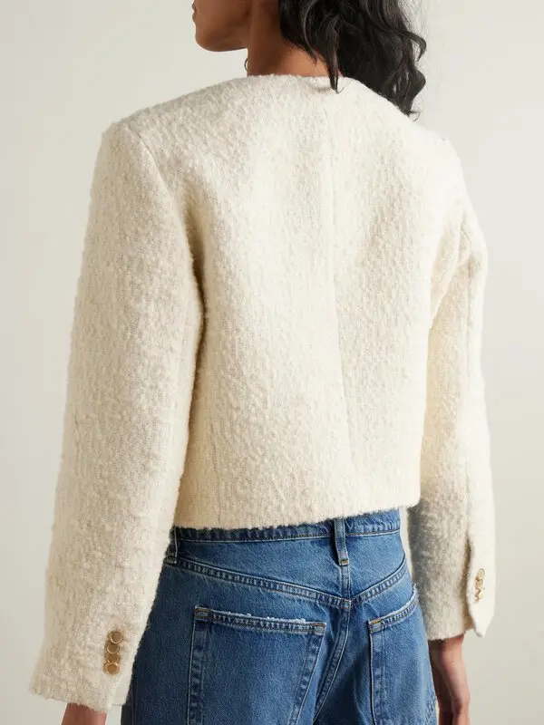 FRAME Cropped Cotton-blend Bouclé-tweed Jacket