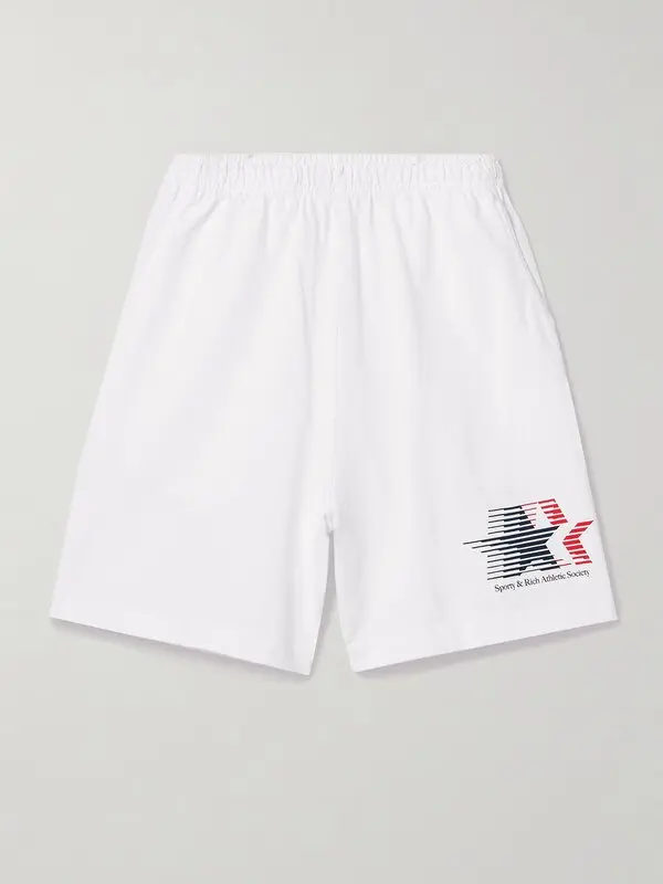 SPORTY & RICH X Adidas Originals Printed Cotton-jersey Shorts - White