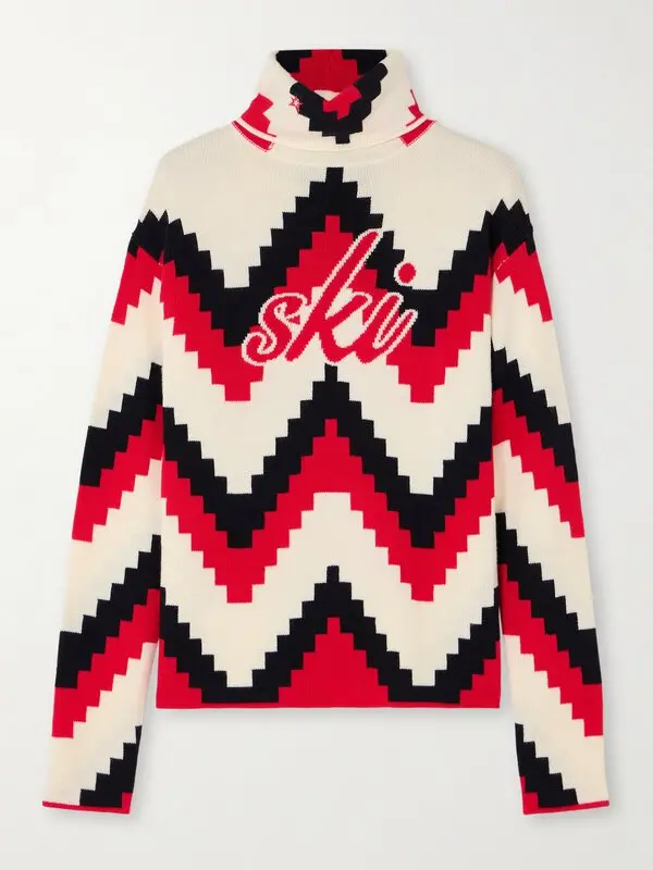 Perfect Moment Intarsia Merino Wool Turtleneck Sweater - Multi