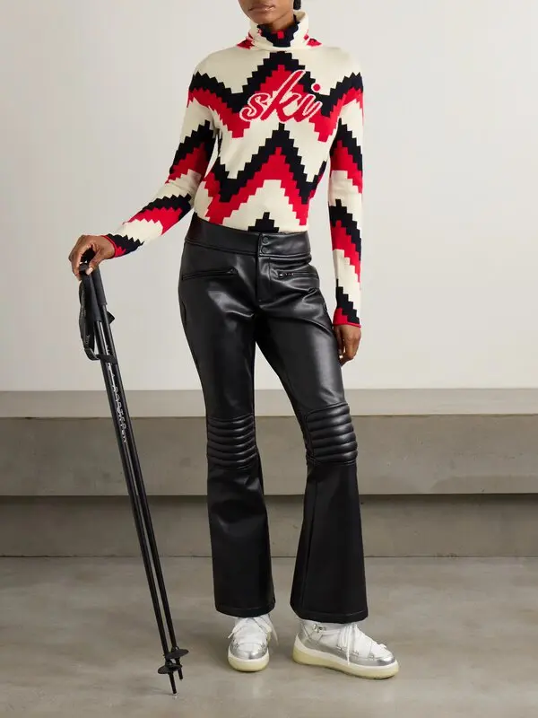 Perfect Moment Intarsia Merino Wool Turtleneck Sweater