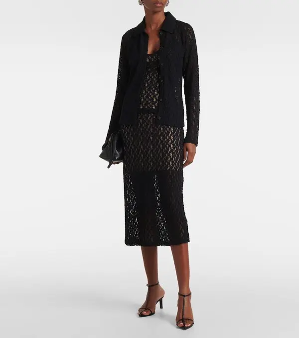 Vince Sheer Lace Button-up Shirt