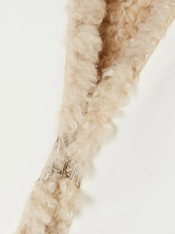 ABADIA Naila Faux Shearling-lined Embellished Cotton-blend Coat