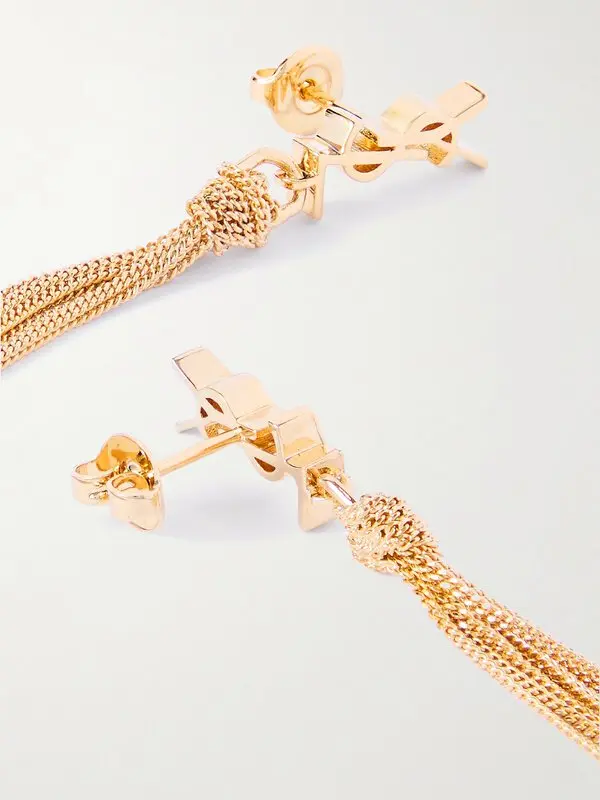 Saint Laurent Tone Tassel Drop Earrings - Gold