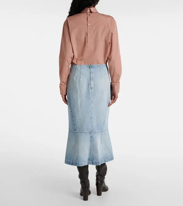 Dries Van Noten Denim Midi Skirt - Blue