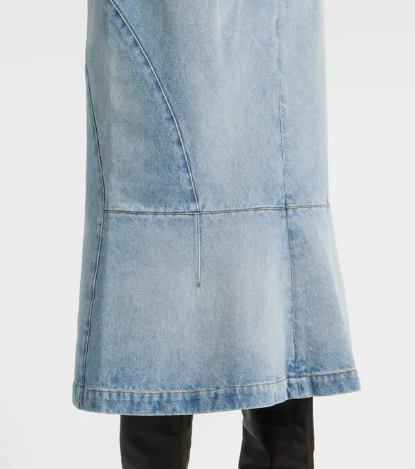 Dries Van Noten Denim Midi Skirt - Blue