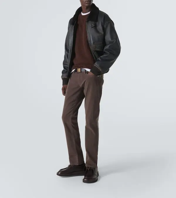 FRAME Mid-rise Slim Twill Pants - Brown