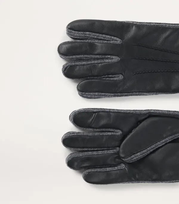BOSS Leather And Wool-trim Gloves