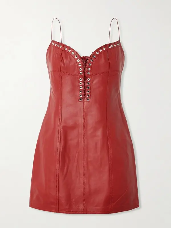 LUDOVIC DE SAINT SERNIN Kim Leather Mini Dress - Red