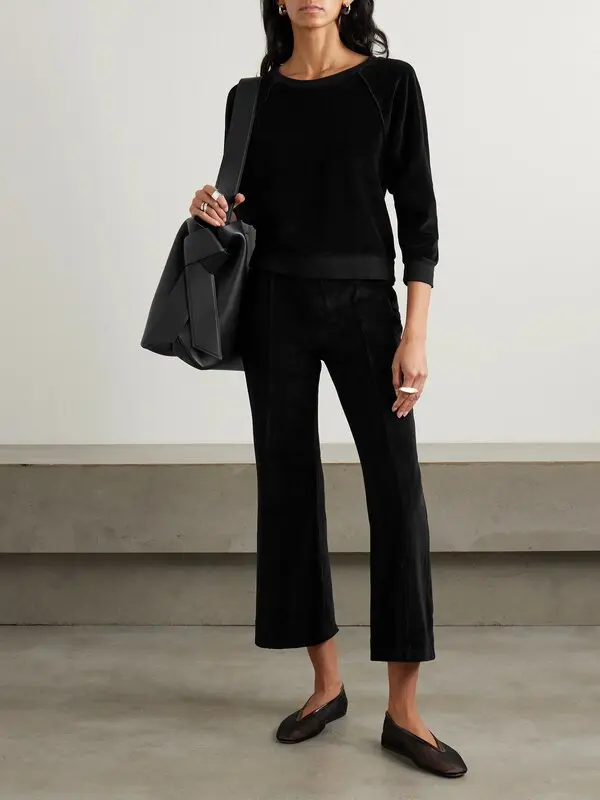 Suzie Kondi Cropped Cotton-blend Velour Flared Pants