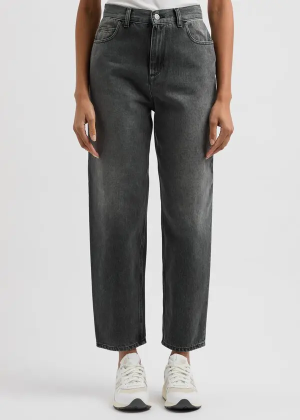 Moncler Faded Cropped Straight-leg Jeans