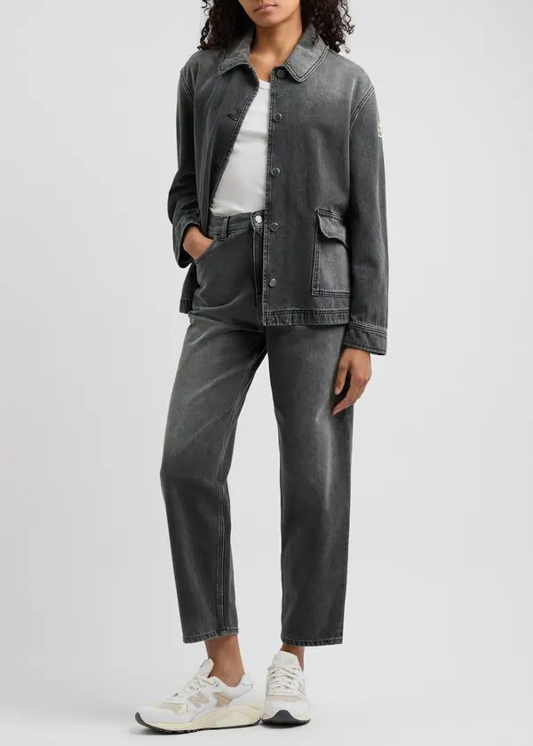 Moncler Faded Cropped Straight-leg Jeans