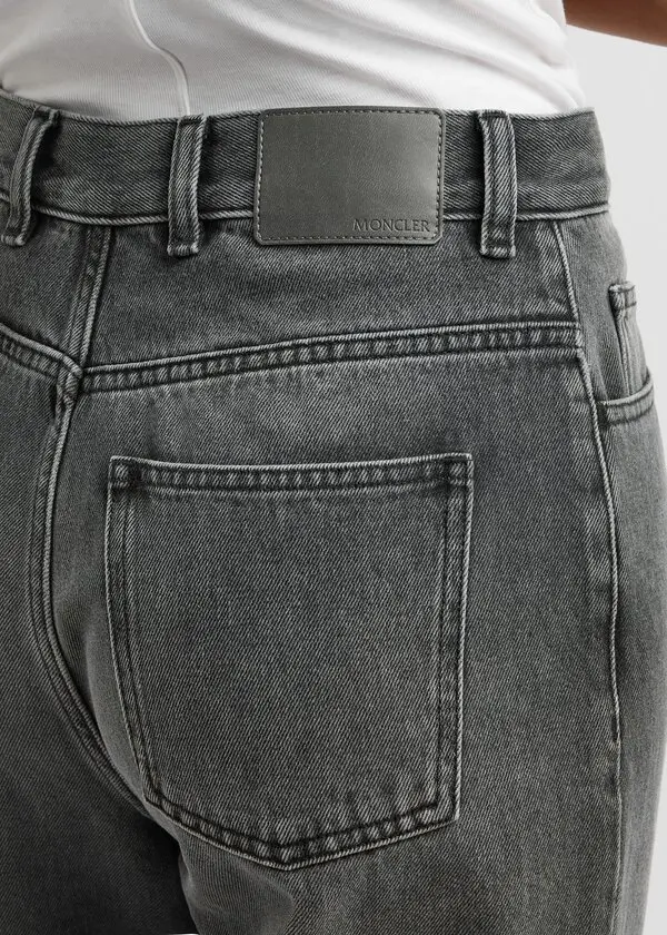 Moncler Faded Cropped Straight-leg Jeans
