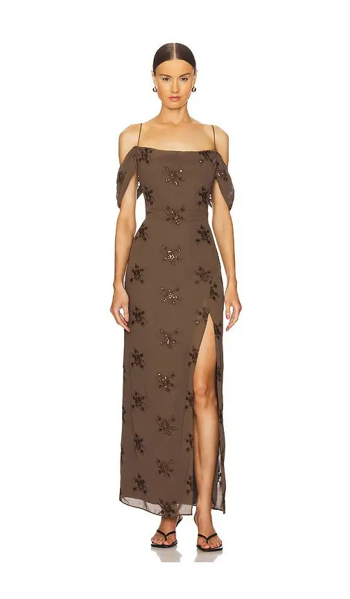 Lpa Yvanna Embroidered Maxi Dress - Brown