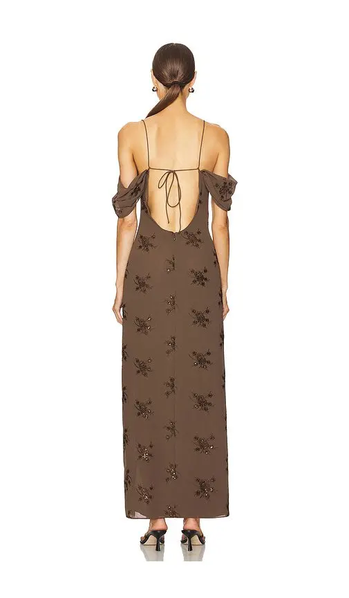 Lpa Embroidered Floral Sequin Maxi Dress