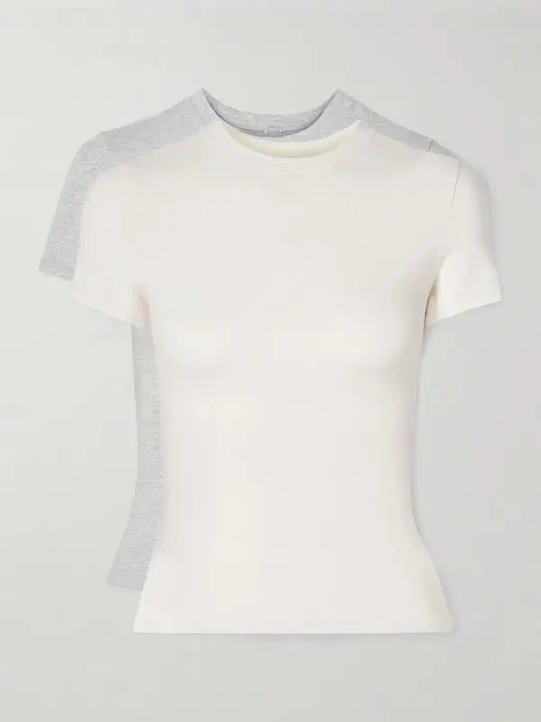 SKIMS Set Of Two Stretch-cotton Jersey T-shirts - Gray