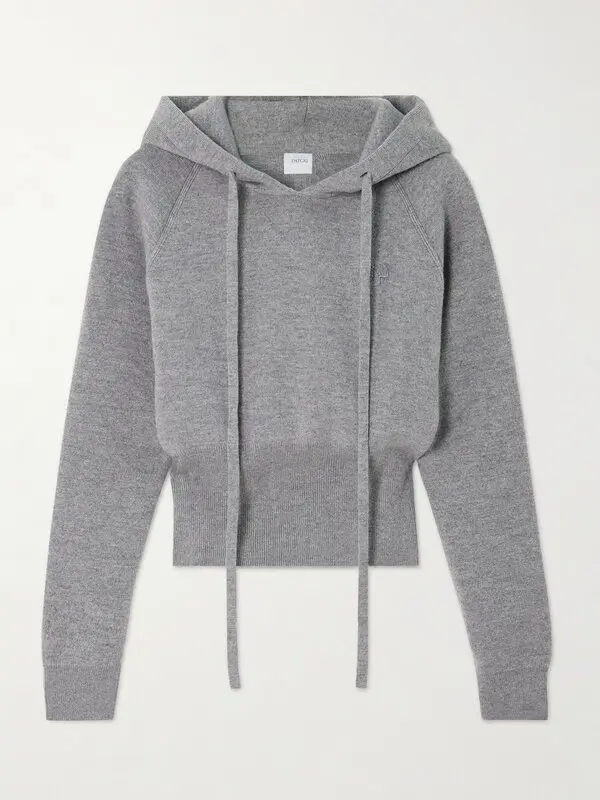 PATOU Appliquéd Merino Wool-blend Hoodie