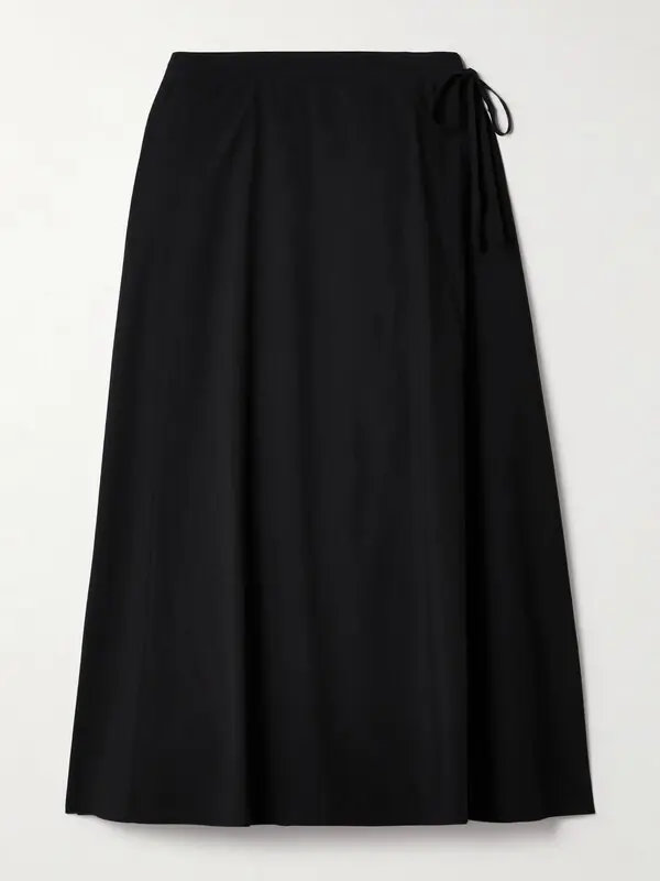 THE ROW Fleur Pleated Cotton-poplin Midi Skirt