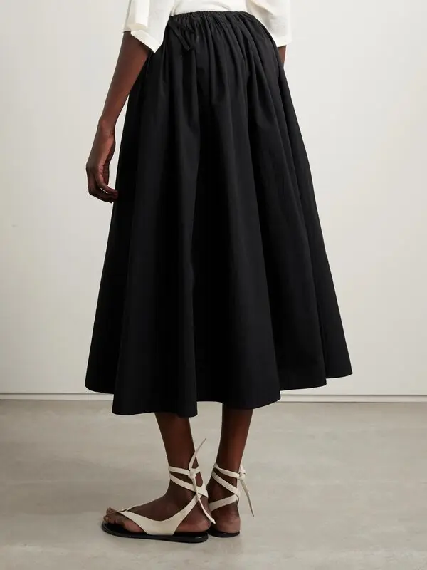 THE ROW Fleur Pleated Cotton-poplin Midi Skirt