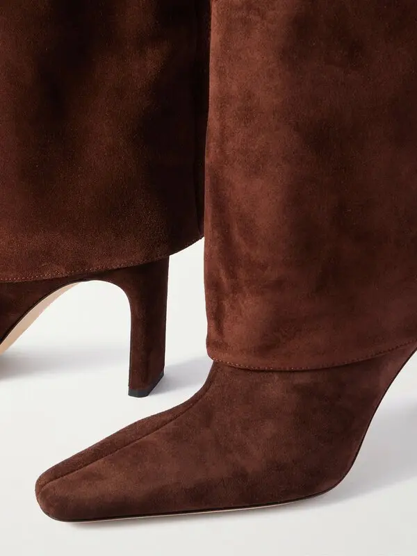 Staud Wally Buckled Suede Knee Boots - Brown