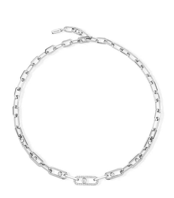 Messika Move Link Pink Gold And Diamond Necklace - Silver