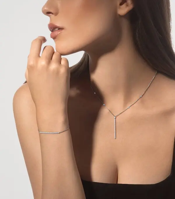 Messika Gatsby White Gold Diamond Pavé Chain Bracelet - Silver