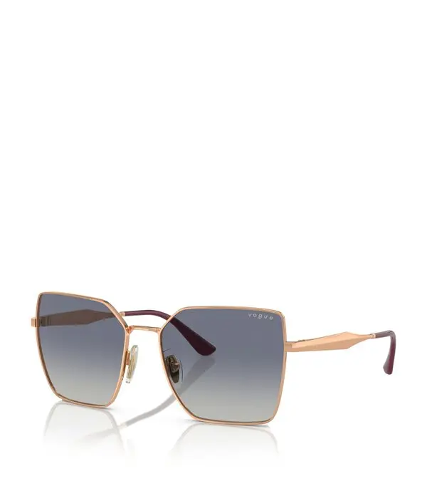 VOGUE Rose Tone Oversized Square Frame Sunglasses