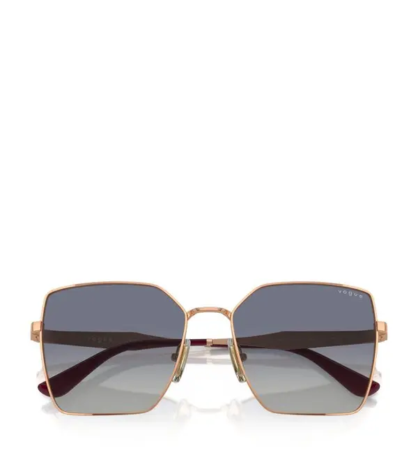 VOGUE Rose Tone Oversized Square Frame Sunglasses