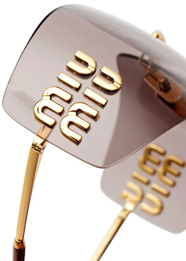 Miu Miu Eyewear Rectangle-frame Sunglasses - Gold
