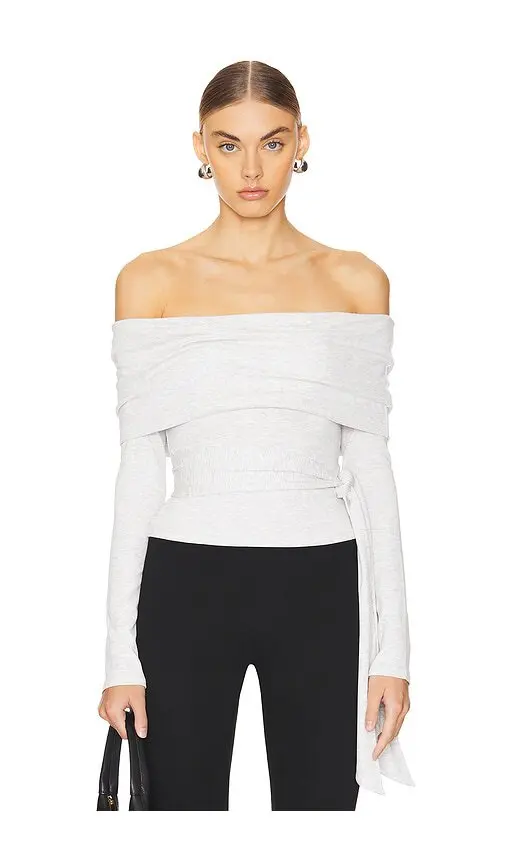 MORE TO COME Jani Off Shoulder Top - Light Grey