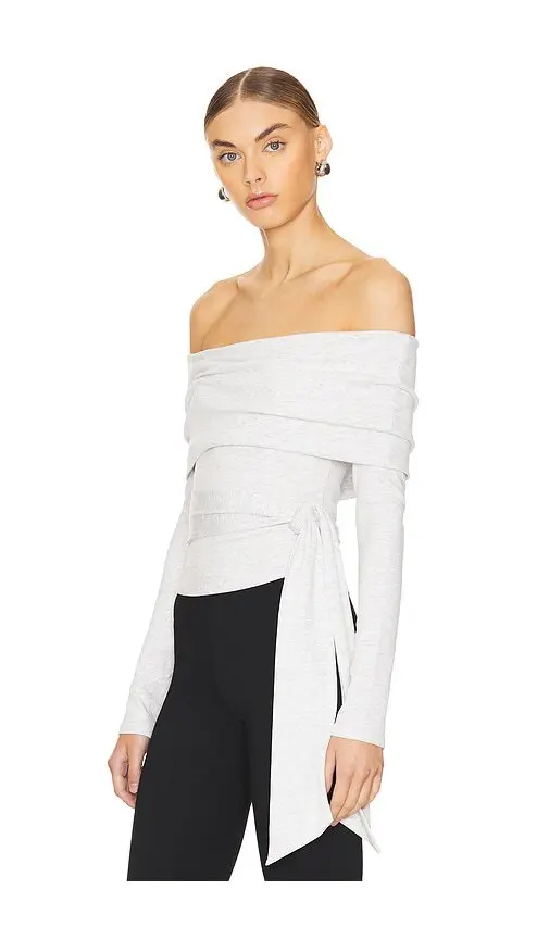 MORE TO COME Jani Off Shoulder Top - Light Grey